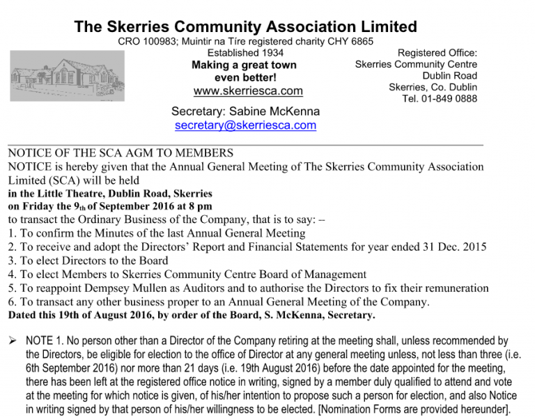 AGM 2016 Flyer | Skerries Community Association